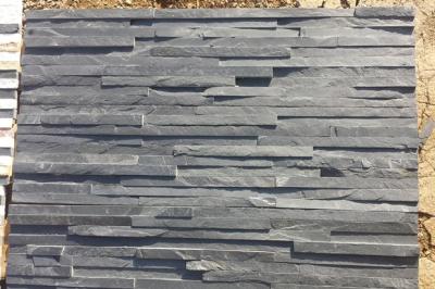 China Black Slate Waterfall Ledgestone 600x150mm Natural Split Stone Veneer for Wall Cladding for sale
