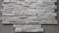 China Ivory White Quartzite Stacked Stone Cladding 600x150mm Flamed Surface Wall Veneer for sale