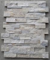 China Ivory White Quartzite Stacked Stone Cladding 600x150mm Flamed Surface Wall Veneer for sale