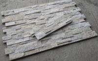 China Ivory White Quartzite Stacked Stone Cladding 600x150mm Flamed Surface Wall Veneer for sale
