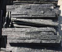 China Black Quartzite Thin Stone Veneer 600x150mm Split Face Z Stone Wall Panels Natural Culture Stone for sale