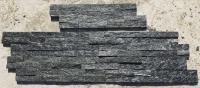 China Black Quartzite Thin Stone Veneer 600x150mm Split Face Z Stone Wall Panels Natural Culture Stone for sale