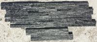 China Black Quartzite Thin Stone Veneer 600x150mm Split Face Z Stone Wall Panels Natural Culture Stone for sale