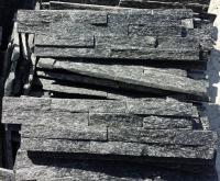 China Black Quartzite Thin Stone Veneer 600x150mm Split Face Z Stone Wall Panels Natural Culture Stone for sale