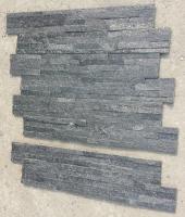 China Black Quartzite Mini Stacked Stone Veneer 600x150mm Natural Split Face Cladding for sale