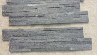 China Black Quartzite Mini Stacked Stone Veneer 600x150mm Natural Split Face Cladding for sale