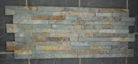 China Green Rust Slate Culture Stone 600x150mm Natural Split Face Thin Stone Veneer for Wall Cladding for sale