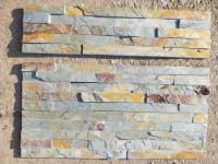 China Green Rust Slate Culture Stone 600x150mm Natural Split Face Thin Stone Veneer for Wall Cladding for sale