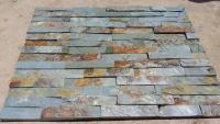 China Green Rust Slate Culture Stone 600x150mm Natural Split Face Thin Stone Veneer for Wall Cladding for sale