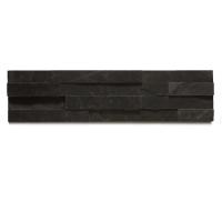 China Black Slate Split Face Stone Veneer 600x150mm Natural Riven Ledgestone for Wall Cladding for sale