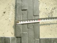 China Black Slate Split Face Stacked Stone Veneer 600x150mm Natural Thin Stone Cladding for sale