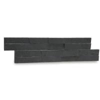China Black Slate Split Face Stacked Stone Veneer 600x150mm Natural Thin Stone Cladding for sale