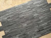 China Black Slate Split Face Stacked Stone Veneer 600x150mm Natural Thin Stone Cladding for sale