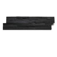 China Black Slate Mini Stacked Stone Veneer 600x150mm Split Face Ledgestone for Wall Cladding for sale