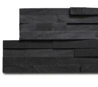 China Black Slate Mini Stacked Stone Veneer 600x150mm Split Face Ledgestone for Wall Cladding for sale