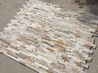 China Oyster Split Face Thin Stone Veneer Silver Sunset Stacked Stone Quartzite Cladding 100x360mm for sale