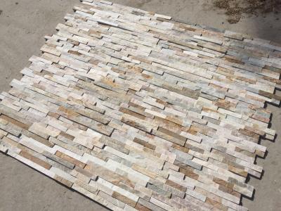 China Oyster Split Face Thin Stone Veneer Silver Sunset Stacked Stone Quartzite Cladding 100x360mm for sale