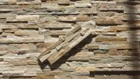 China Oyster Split Face Thin Stone Veneer Silver Sunset Stacked Stone Quartzite Cladding 100x360mm for sale