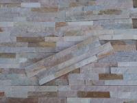 China Oyster Split Face Thin Stone Veneer Silver Sunset Stacked Stone Quartzite Cladding 100x360mm for sale