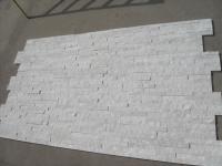 China Snow White Quartzite Thin Stone Veneer 40x10cm Natural Stacked Stone Cladding for sale