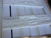 China Snow White Quartzite Thin Stone Veneer 40x10cm Natural Stacked Stone Cladding for sale