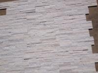 China Snow White Quartzite Thin Stone Veneer 40x10cm Natural Stacked Stone Cladding for sale