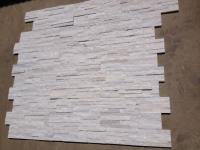 China Snow White Quartzite Thin Stone Veneer 40x10cm Natural Stacked Stone Cladding for sale