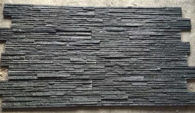 China Black Quartzite Waterfall Shape Ledgestone,Quartzite Mini Stacked Stone,Black Stone Cladding,Thin Stone Veneer for sale
