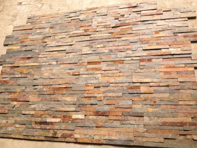 China Rusty Slate Multicolor Culture Stone Thin Veneer 10x40cm Natural Split Face Ledgestone for sale