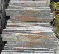 China Rustic Quartzite Ledgestone Natural Thin Stone Veneer 10x40cm for Wall Cladding for sale