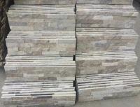 China Natural Quartzite Ledgestone Veneer 600x150mm Golden Line Silver Sunset Stone Cladding for sale
