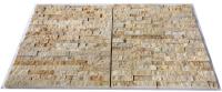 China Yellow Travertine Ledgestone Natural Stone Veneer 600x150mm Wall Panels for sale