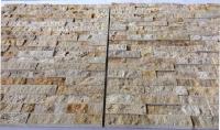 China Yellow Travertine Ledgestone Natural Stone Veneer 600x150mm Wall Panels for sale