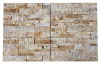 China Yellow Travertine Ledger Panel Natural Stone Veneer 600x150mm Wall Cladding for sale