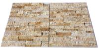 China Yellow Travertine Ledger Panel Natural Stone Veneer 600x150mm Wall Cladding for sale