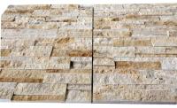 China Yellow Travertine Ledger Panel Natural Stone Veneer 600x150mm Wall Cladding for sale