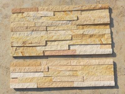 China Yellow Sandstone Ledgestone Culture Stone Thin Veneer 600x150mm Natural Split Wall Cladding for sale