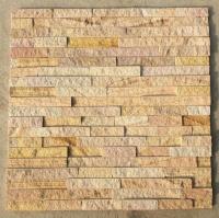 China Yellow Sandstone Ledgestone Culture Stone Thin Veneer 600x150mm Natural Split Wall Cladding for sale