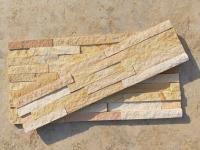China Yellow Sandstone Ledgestone Culture Stone Thin Veneer 600x150mm Natural Split Wall Cladding for sale