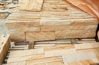 China Yellow Sandstone Ledger Panels 600x150mm Natural Split Stone Veneer for Wall Cladding for sale