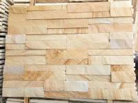 China Yellow Sandstone Ledger Panels 600x150mm Natural Split Stone Veneer for Wall Cladding for sale