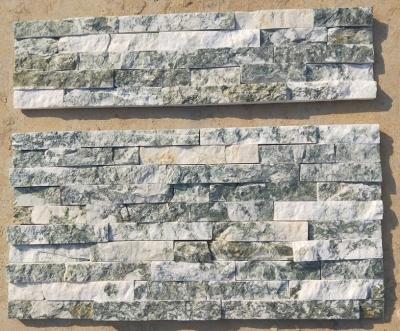 China Lotus Green Marble Ledgestone Natural Split Stone Veneer 600x150mm Wall Cladding for sale