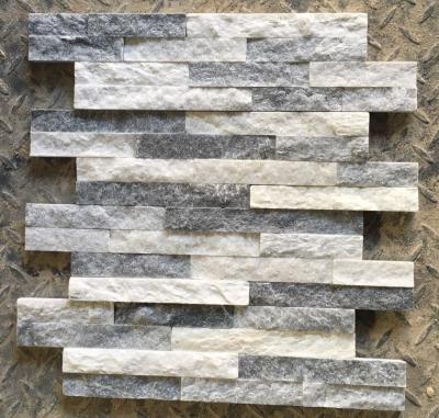 China Silver Cloud Quartzite Stacked Stone Cladding 600x150mm Natural Split Thin Veneer for sale