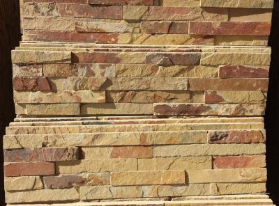 China Rust Yellow Slate Culture Stone 600x150mm Natural Split Face Ledger Panel Thin Stone Veneer for sale