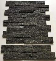 China Black Galaxy Granite Stacked Stone Veneer 600x150mm Natural Split Wall Cladding for sale