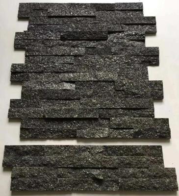 China Black Galaxy Granite Stacked Stone Veneer 600x150mm Natural Split Wall Cladding for sale