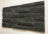China Black Galaxy Granite Stacked Stone Veneer 600x150mm Natural 3D Wall Panels for sale