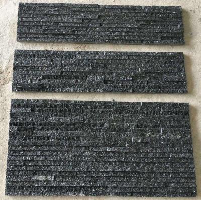 China China Black Galaxy Mini Stacked Stone Ledgestone Natural Stone Veneer Wall Panel 600x150mm for sale