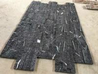 China Lightning Black Galaxy Granite Stacked Stone Veneer 600x150mm Natural Split Wall Cladding for sale