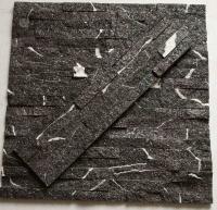 China Lightning Black Galaxy Granite Stacked Stone Veneer 600x150mm Natural Split Wall Cladding for sale